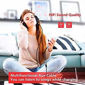 USB C to 3.5mm Aux Cable with Charger, 2 in 1 USB C to 3.5mm Car Aux Headset Audio Cable with PD 60W Charging Compatible with Galaxy S23/S23Ultra/S22/S22 Ultra/S21/S21 FE/Note20, Pixel 7Pro/6/6//5/4