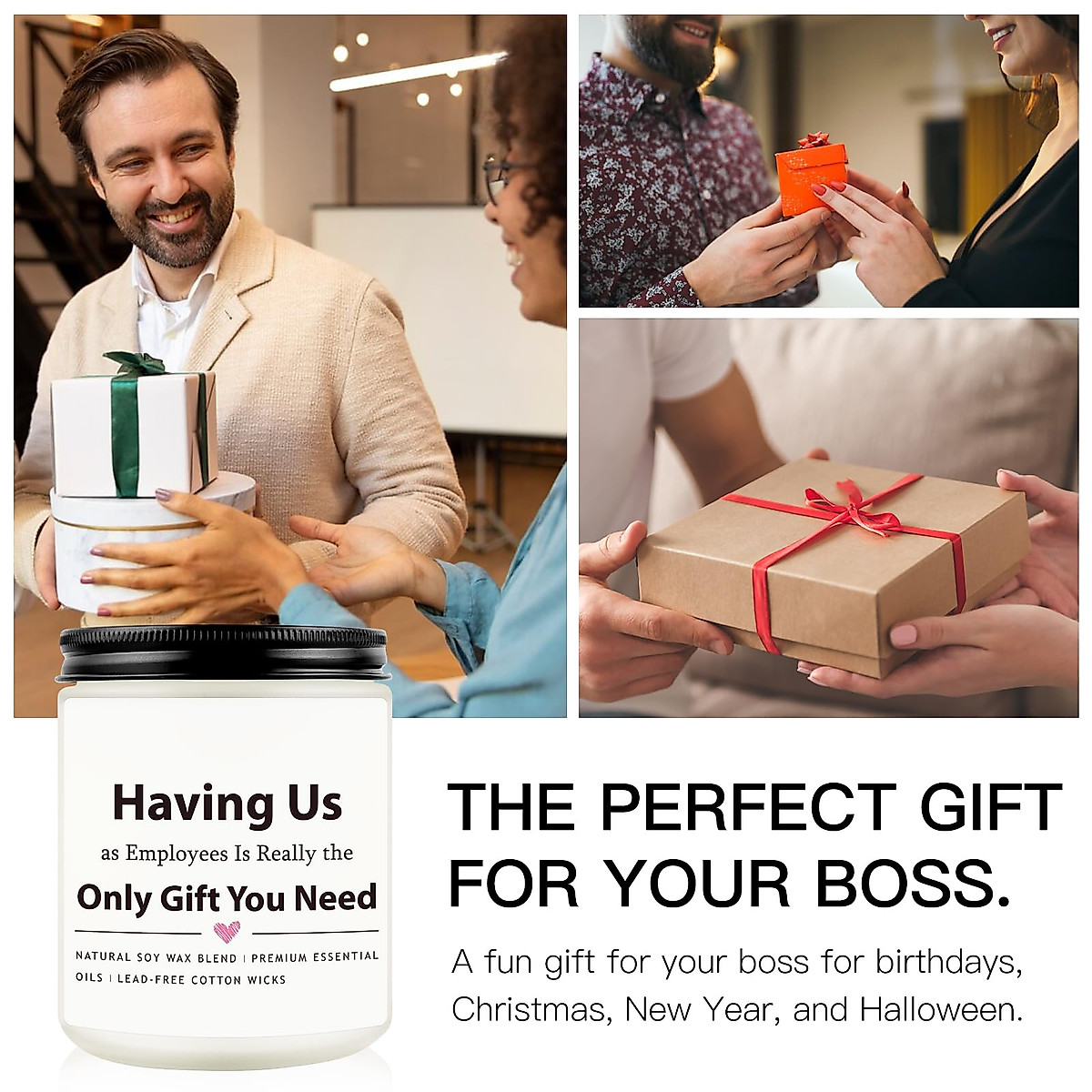 Boss Gifts for Women/Men, Cool Gifts for Bosses, Bosses Day Gifts for Male Female, Handmade Candle Boss Gifts, Boss Lady Gifts for Women, Funny Gift for Best Boss - Lavender Natural Soy Wax Candle 7oz