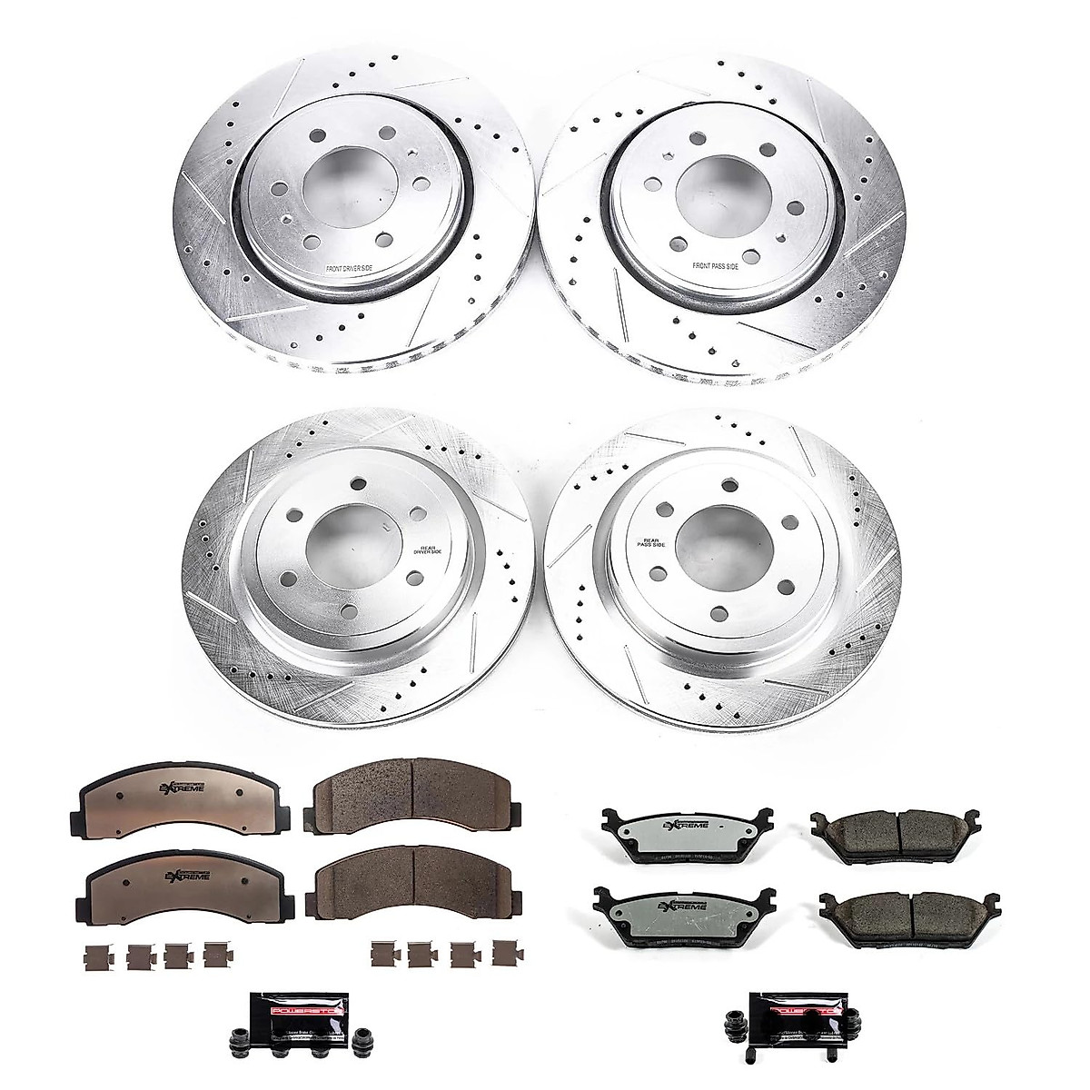 Power Stop K8026-36 Front and Rear Truck & Tow Drilled and Slotted Rotors and Z36 Carbon-Fiber Ceramic Brake Pads Brake Kit For Ford Expedition Ford F-150 Linicoln Navigator