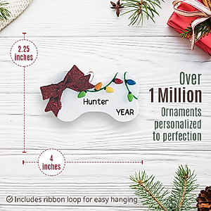 Dog Personalized Ornaments for Christmas Tree, White Dog Bone Ornament, Cute Dog Bone Gifts for Dog Lovers and Owners, Dogs First Christmas Ornament 2023