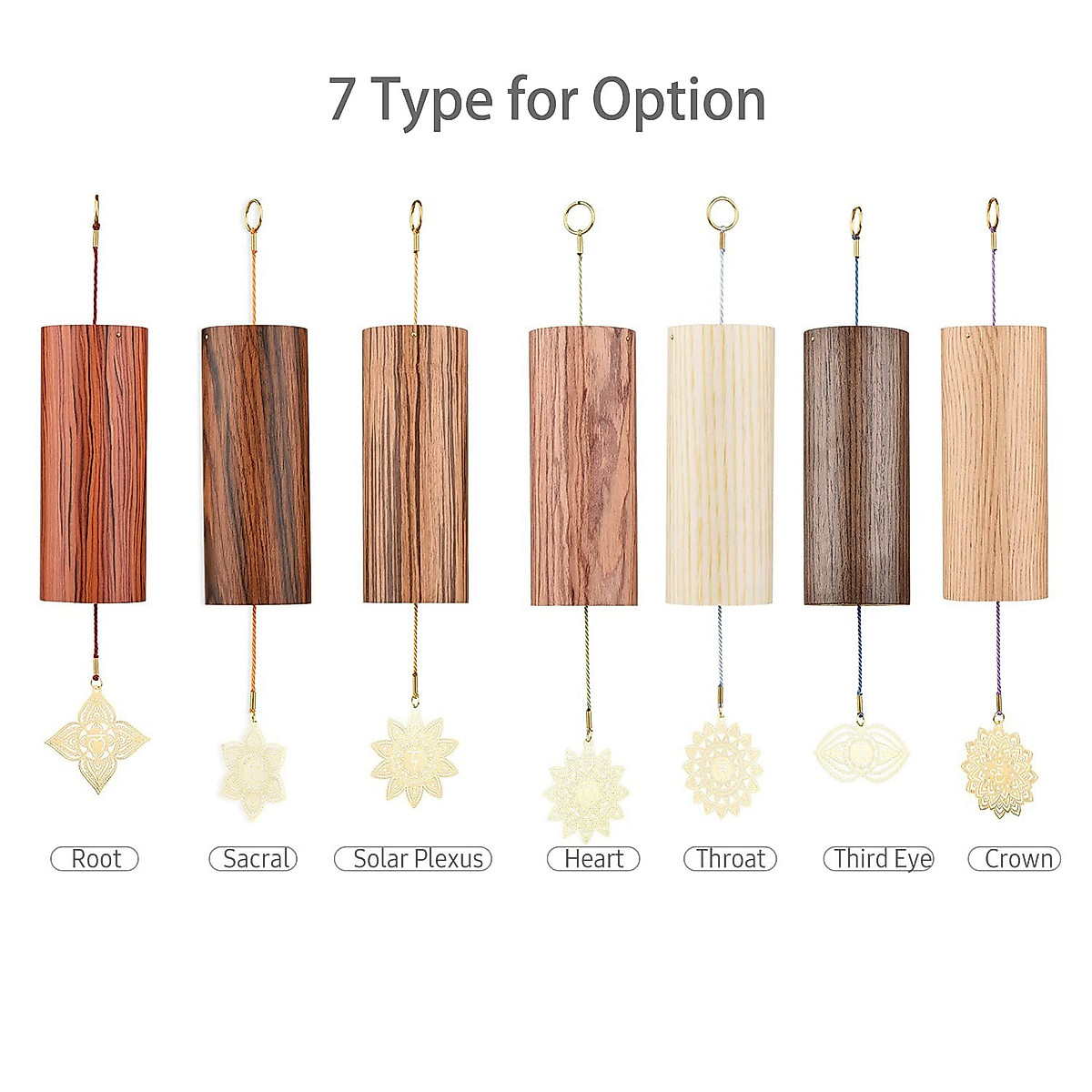 Mowind Chakra Chimes Natural Bamboo Wind Chimes Meditation Chord Windchime Wind Bell for Home Decoration Zen Mindfulness Sacral Chakra