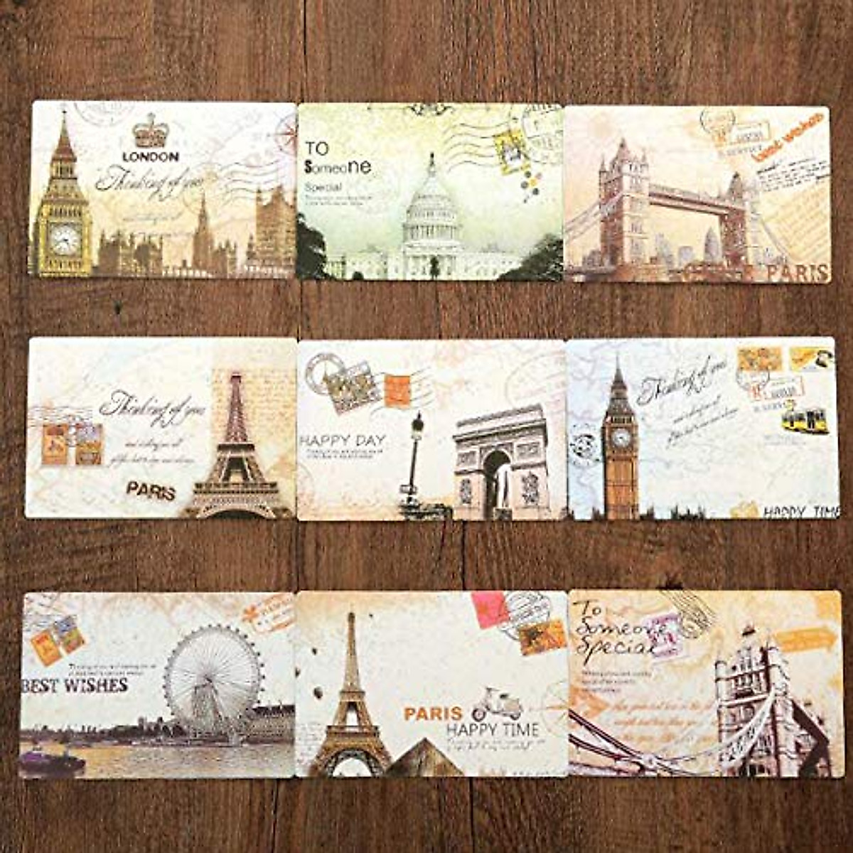 Halloluck 90 Pcs Vintage Retro Old Travel Postcards for Worth Collecting, Collectable Vintage Postcards, 9 Different Designs