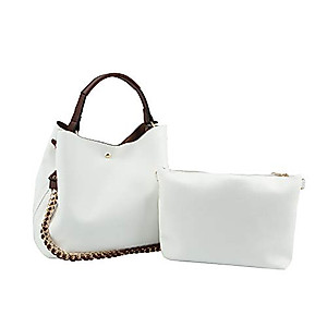 Handbag Republic Crossbody Hobo for Women Vegan Faux Leather Top Handle Korean Style with Extra Pouch and Strap (White)