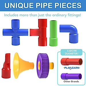 Playlearn Large Size Pipe Tube Blocks for Kids – Fine Motor STEM Toy for All Ages – 128 Pieces