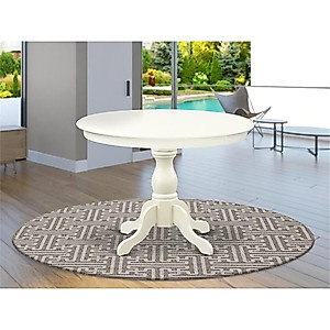 East West Furniture HBT-LWH-TP Hartland Dining Room Table - a Round kitchen Table Top with Pedestal Base, 42x42 Inch, Linen White