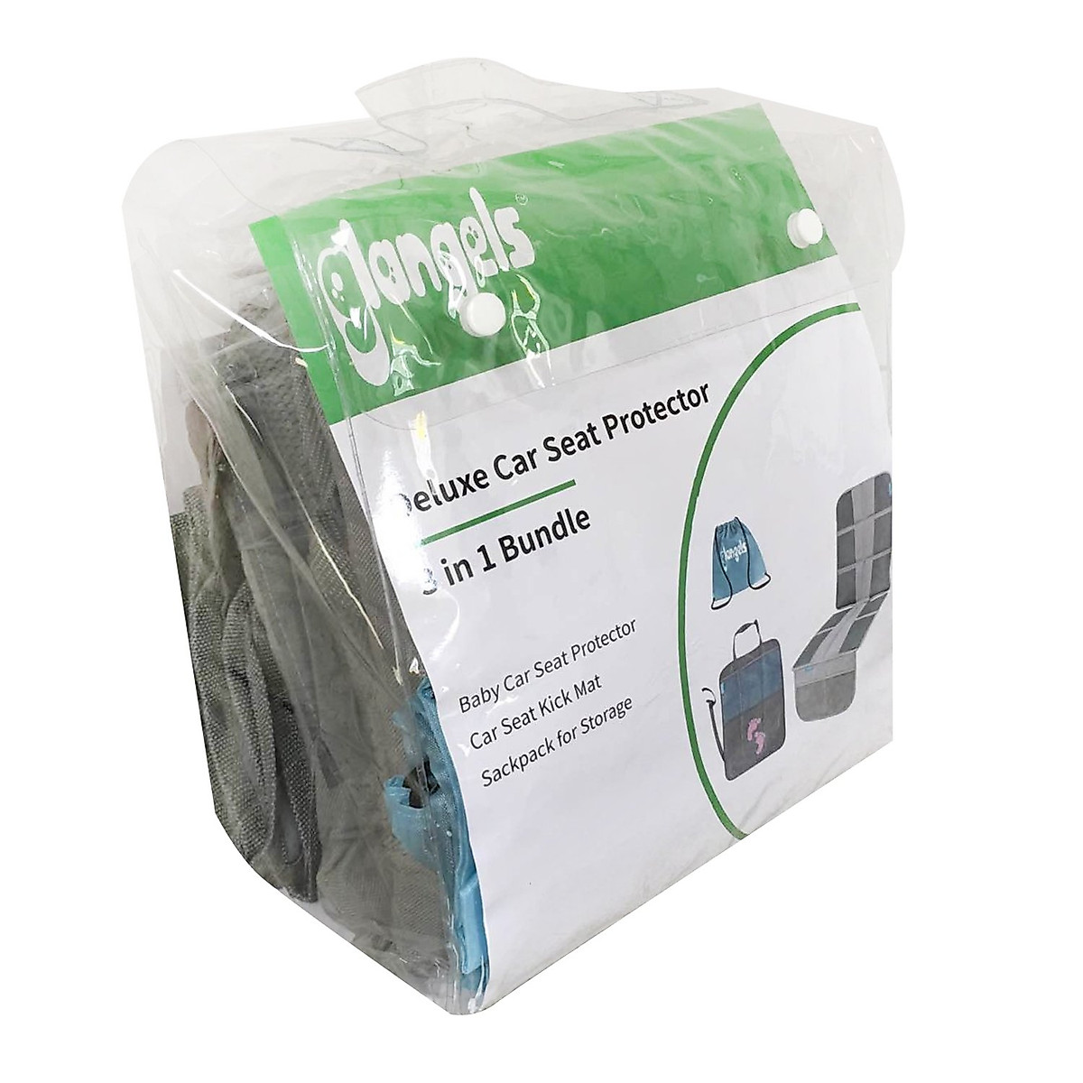 Glangels Child Car Seat Protector- Enhanced Padded Booster Seat Cover for Vehicles-Waterproof Seat Protectant for Baby or Toddler-Extra Large Storage Pocket-Prevents Dirt and Damage (Grey)