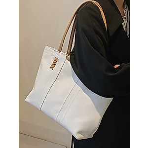 Chic Faux Leather Tote Hobo Handbag for Women Girls Casual Canvas Shoulder Bag