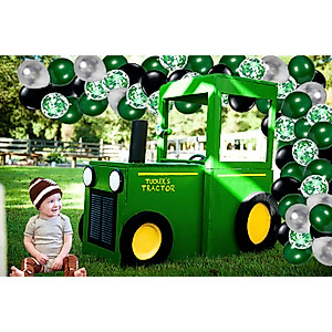 Dark Green Black Silver Balloon,12Inches Green Black Latex Metallic Balloons Jungle Safari Themed Party Balloon for Video Gaming Party,Soccer Football Birthday Graduation Baby Show Party Decorations