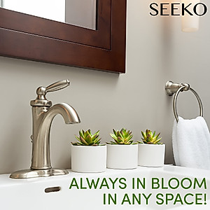 Small Fake Succulents (3 Pack) - Potted Faux Plants for Modern Home, Dorm, Bathroom, Shelf, Laundry Room or Coffee Table Decor for Indoor Use