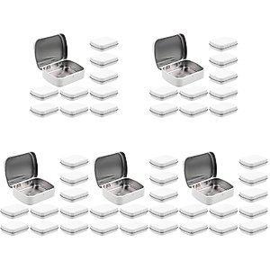 Tofficu 50 Pcs Mini Tin Boxes with Lids for Jewelry Storage, Small Candy Treat Boxes, Portable Metal Containers for Travel, Weddings, Birthdays, White Iron, 2.36 X 1.85 X 0.59 Inches