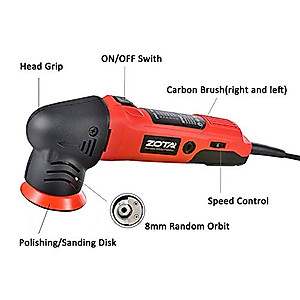 ZOTA Oribtal Polisher, 3 inch Dual Action Polisher with 13.1 feet Cord, Mini Polisher Kit and Polisher for Car Detailing.