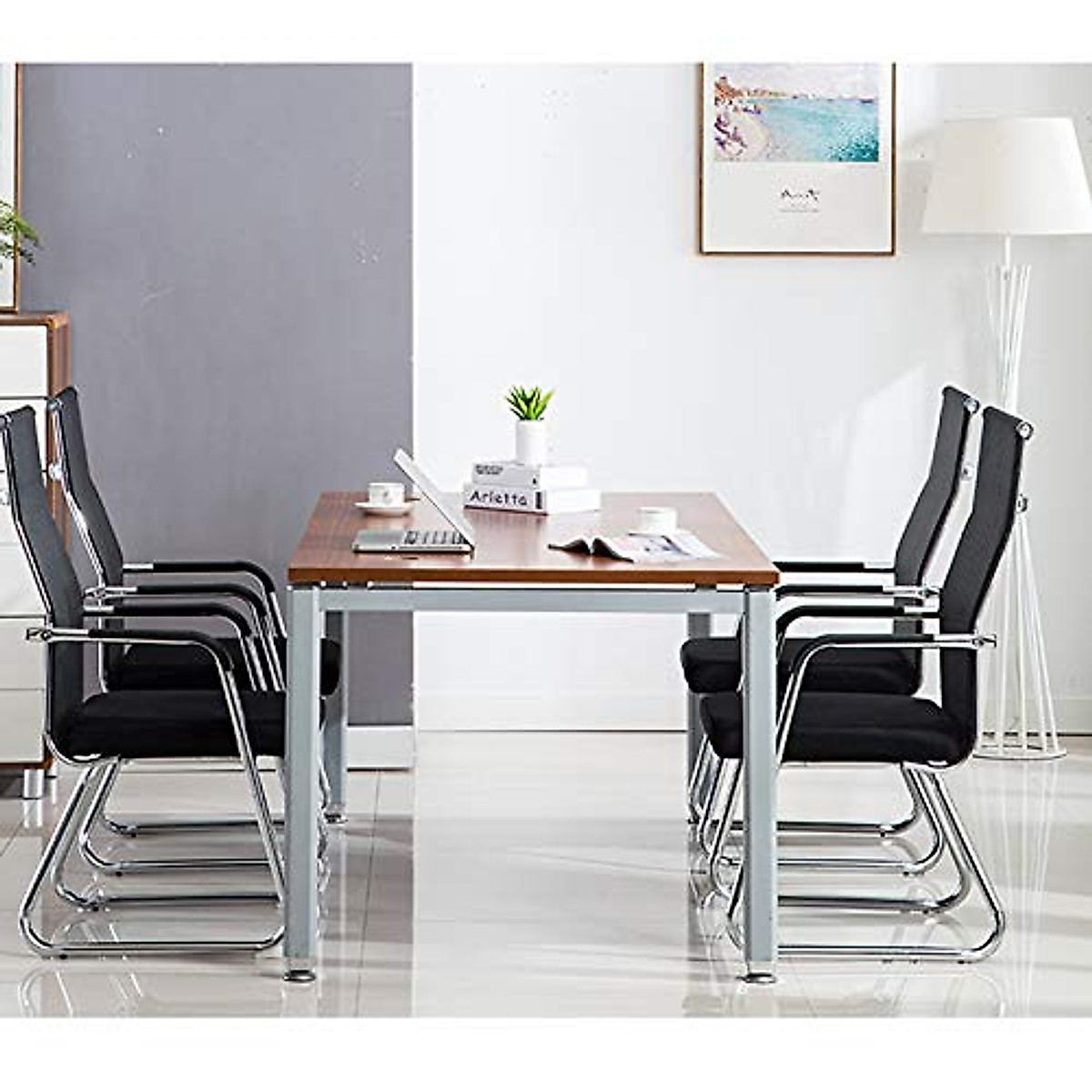 Student Bedroom Desk Chairs, Mid Back Mesh Meeting Chair with Armrests, Executive Computer Desk Chair, 47 * 55 * 60CM(Color:#4)