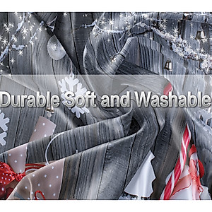 7x5ft Fabric Christmas Photography Backdrop Winter Snowman Santa Gift Wood Background Xmas Eve Holiday Party Supplies Cake Table Banner Home Decoration Portraits Photo Booth Studio Prop