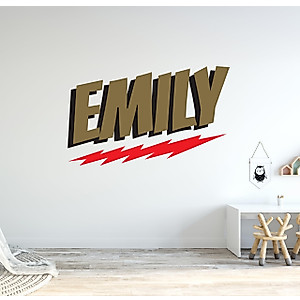 Custom Name Superhero Wall Decal - Superhero Name with Lightning Bolt Sticker - Personalized Superhero Name Wall Sticker - Superheroes Nursery Wall Decor - Wall Decal For Nursery bedroom Decoration (Mini Wide 15"x9")
