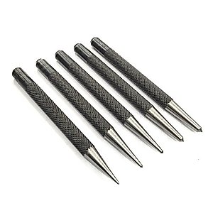 Set of 5 Pcs Round Head Centre Center Punches- Metal-Wood Working Hand Tools