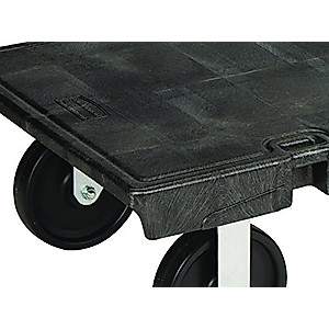 Rubbermaid 2-Shelf Plastic/Poly Mobile Utility Cart with Lockable Wheels, Black (RCP4441BLA)