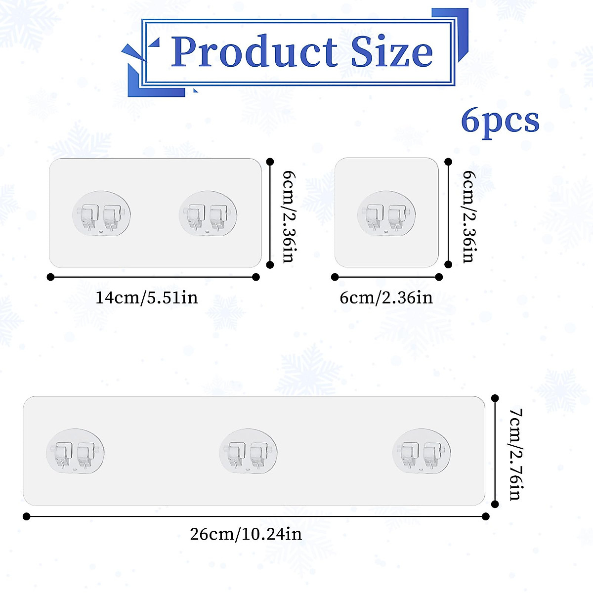 6 Pcs Shower Caddy Adhesive Replacement Shower Adhesive Hooks Waterproof Strong Adhesive Wall Hooks No Drilling Organizer for Bathroom Storage Shelves and Kitchen Racks