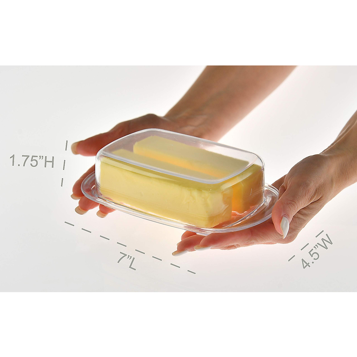HOME-X Clear Acrylic Butter Dish with Cover, Plastic Covered Cheese Holder with Tray