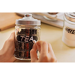 15.5 oz Set of 3 Condiment Pots Food/Seasoning/Spice Storage/Jar/Containers with Label and Aluminum Lid with Wooden Rack/Shelf/Tray/Holder for Kitchen or Coffee Bar, Suitable for Storing Salt, Sugar, Tea etc