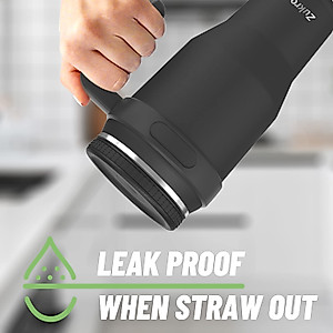 Zukro 40 oz Tumbler with Handle and Straw Lid， Leak Proof Vacuum Insulated Stainless Steel Water Bottle, Fit in Cup Holder, No Sweat, Keeps Drinks Cold 24 Hours, BPA Free, Dishwasher Safe - Black
