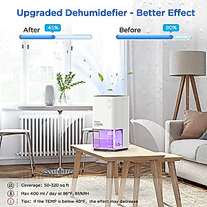 40oz Dehumidifiers for Home, EasyAcc Smart Dehumidifiers 320 sq. ft, with 7 Colorful Lights, 35dB Ultra Quiet, Auto Shut off, Dehumidifiers for Closets Bedroom Bathroom RV (Energy Saving)
