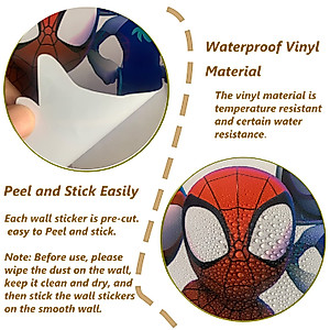 Spiderman and His Amazing Friends Wall Decals Peel and Stick Cartoon Wall Decals Stickers for Boys Room Spiderman Wall Art Mural Decor for Baby Girls Kids Nursery Bedroom