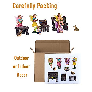Arggidan 10pcs Fairy Garden Miniature Fairies with Furniture Figurine -Swing Fairies Set of Accessories Kit for Kids and Adults- Outdoor or Indoor Decor