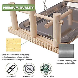 TangXSTAR Bird Training Rack Desktop Parrot Play Stand Cockatiel Playground Wood Playpen with Ladder Swing Toys Include a Tray for Parakeets African Conures Cockatiel Cockatoos Parrotlets Finch