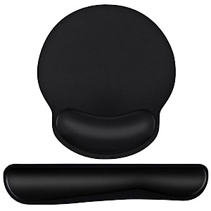 Ergonomic Mouse Pad with Wrist Support, Premium Memory Foam Keyboard Wrist Support Bar and Mouse Wrist Rest Pads Set- for Comfortable Typing &Wrist Pain Relief Mouse Pad with Wrist Support Bar