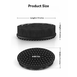 HEETA Silicone Body Scrubber, Silicone Loofah Gentle Exfoliating, 2 Side Design Silicone Boby Brush Lathers Well Easy to Clean & Durable for Removing Dead Skin and Dry Brush to Massage Skin, Black