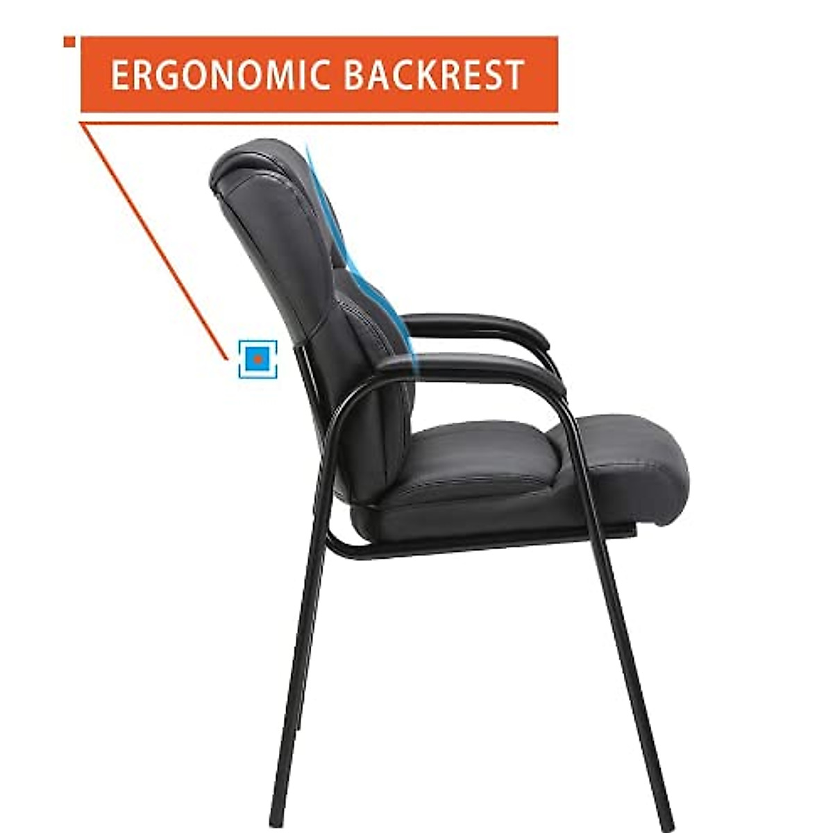 CLATINA Leather Guest Chair with Padded Arm Rest for Reception Meeting Conference and Waiting Room Side Office Home Black 4 Pack