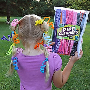Carl & Kay 348 Pipe Cleaners & 48 Googly Eyes - Chenille Stems Pipe Cleaners Craft - Colorful Pipe Cleaners for Crafts - Colored Pipe Cleaners for Kids - Bulk Pipe Cleaners - Soft Fuzzy Chenille Stems