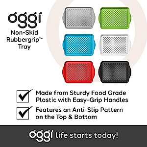 Oggi Rectangle Non Skid Rubber Grip Serving Tray, White 17.5 x 11.5"