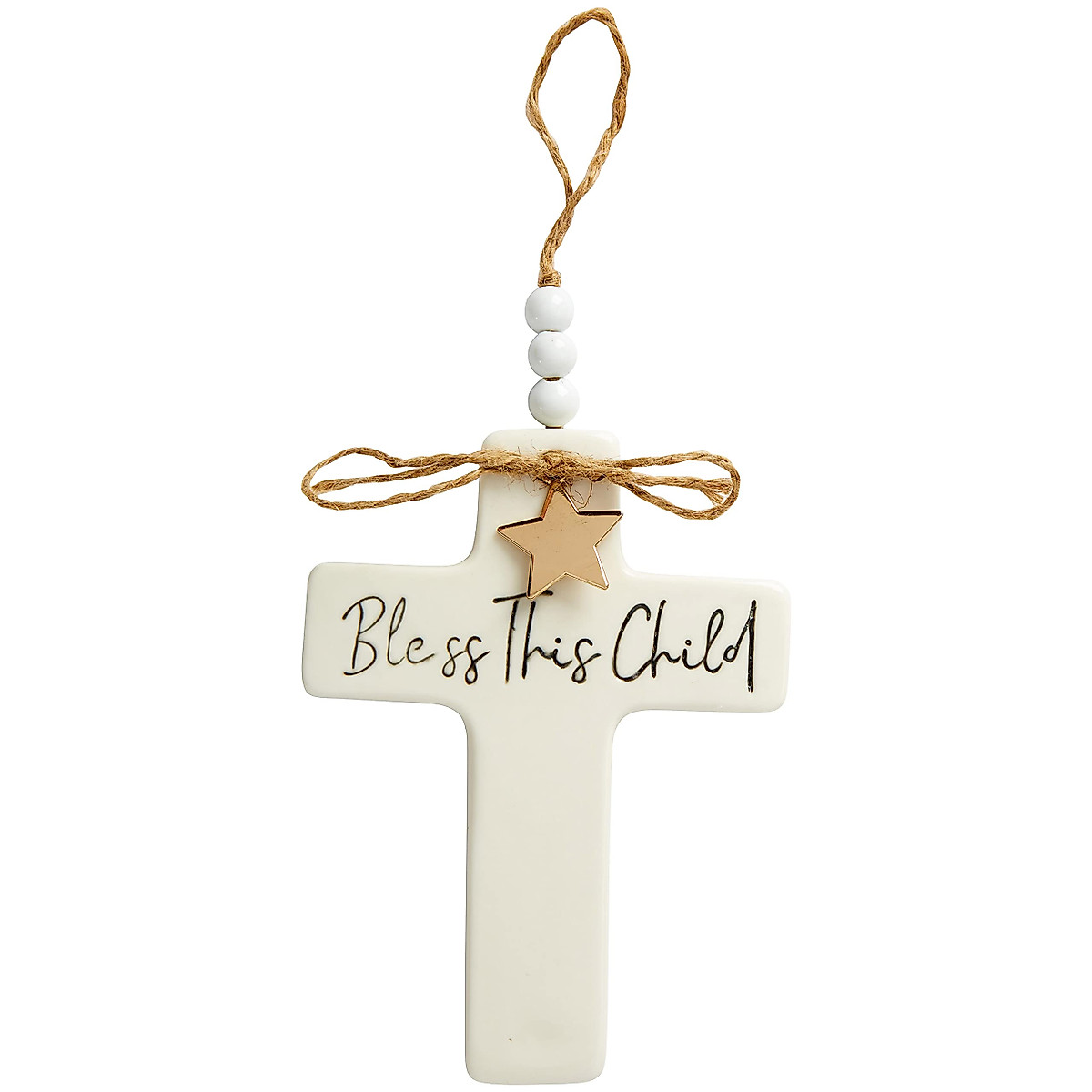 C.R. Gibson BCC-21544 Bless This Child Ceramic Baby Cross Religious Nursery Décor, 4.5" W x 6.5" H, Multicolor