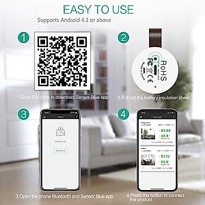 ORIA Thermometer Hygrometer, Wireless Humidity Temperature Sensor Mini with Data Export and Alert, Temp Humidity Monitor for House, 2 Pack