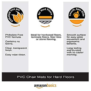 Amazon Basics Vinyl Chair Mat Protector for Hard Floors - 47 x 35 inches