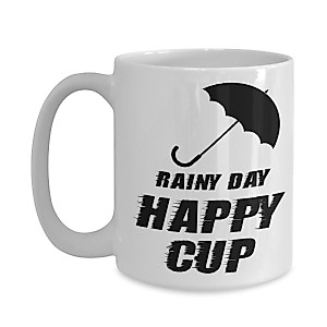Rainy Mug - Rainy Day Happy Cup - Large Rainy Coffee Cup - Birthday Anniversary Christmas Gift Stocking Stuffer- Rainy Lover Husband Wife Boyfriend Girlfriend Friend Co-worker Men Women