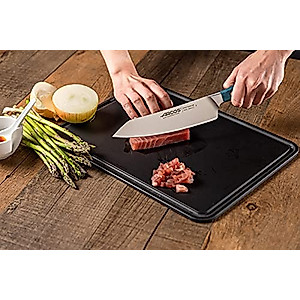 Arcos Forged Rocking Santoku Knife Stainless Steel 7 Inch. Micarta Handle & Special Silk Edge and Silver Blade 190 mm. Series Brooklyn. Blue Color . Impress and Amaze with Every Cut