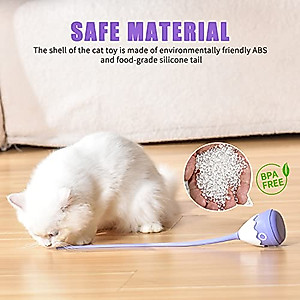 FEECOS Cat Toys, Cat Wand Toy Electronic Silicone PlushTail Toy Automatic Interactive Toy for Indoor Cats, USB Rechargeable Robotic Cat Moving Toys Pet Exercise Toys Kitten Toys