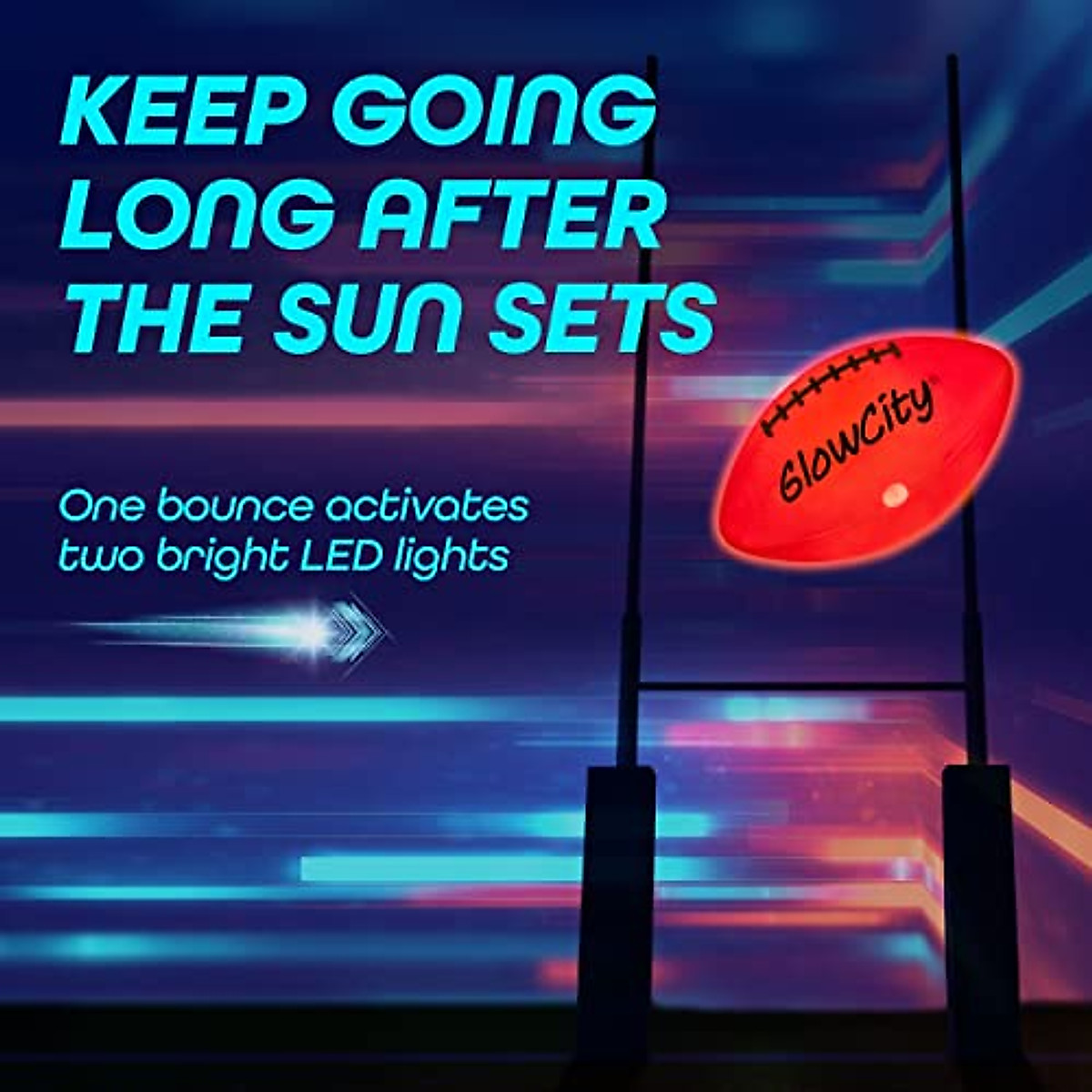 GlowCity Glow in The Dark Football - Light Up, Official Size Footballs - LED Lights and Pre-Installed Batteries Included﻿