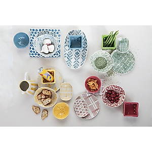 Creative Co-Op Rustic Stoneware Berry Fruit Strainer with Handles, Set of 4 Styles Bowl, Multicolored, 4