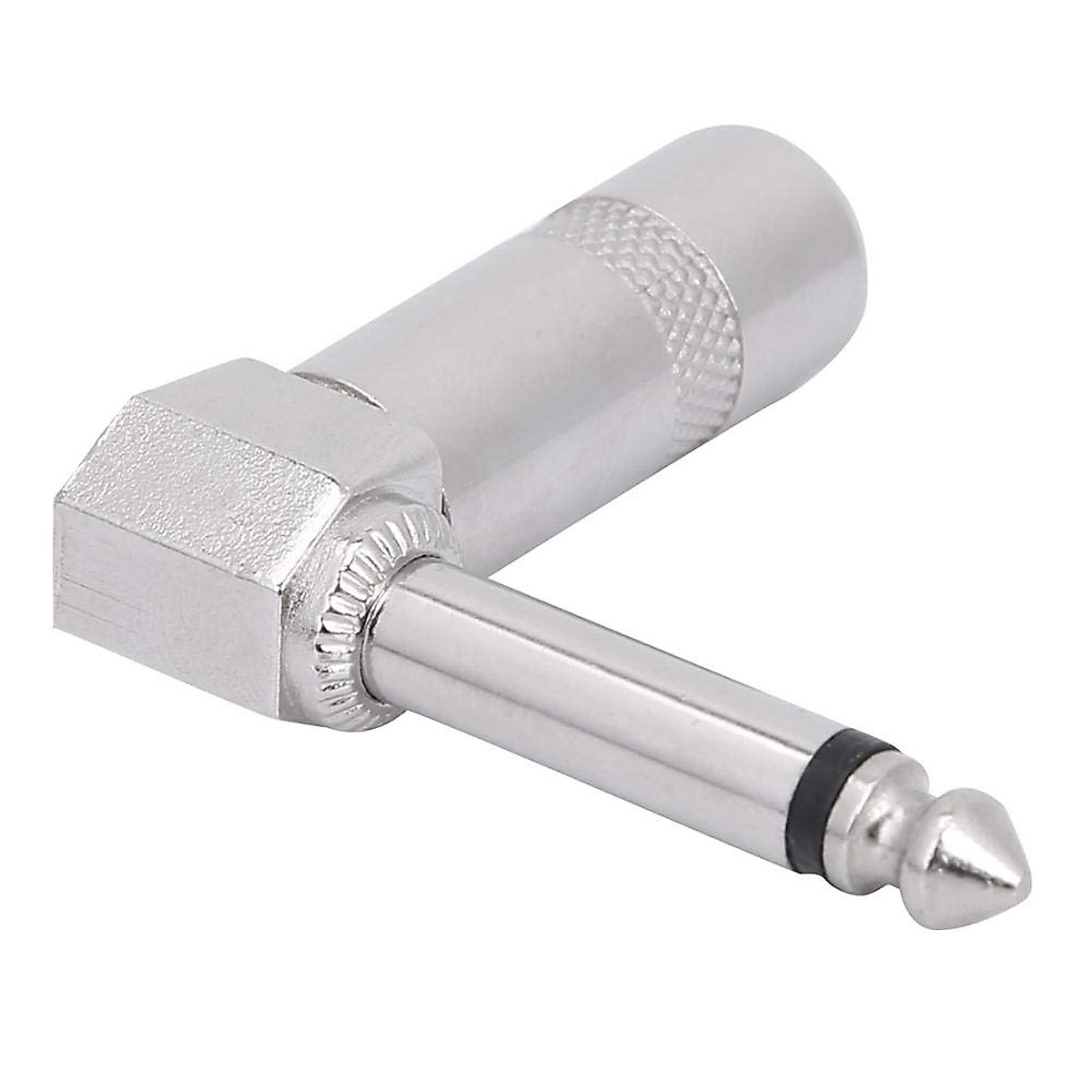 5pcs Right Angle Mono Phone Plug,90 Degree 6.35mm (1/4 Inch) L-Shape Guitar Audio Jack Connector Microphone Cable Terminal