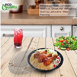18 oz - 300 Count - Round Microwaveable Plastic Meal Prep Containers with Lids - Food Storage Container - Certified BPA-Free, Stackable, Reusable Microwave, Dishwasher,Freezer Safe, Disposable (Black)