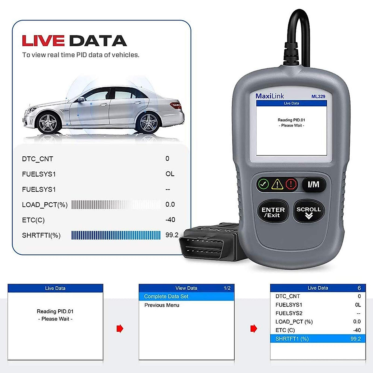 Autel ML329 OBD2 Scanner Advanced Version of AL319 Code Reader AutoVin Function Engine Fault CAN Scan Tool with Patented One-Click I/M