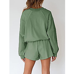 MEROKEETY Women's 2023 Fall Oversized Batwing Sleeve Lounge Sets Casual Top and Shorts 2 Piece Outfits Sweatsuit