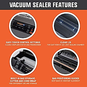 PrimalTek 12" Commercial Grade Vacuum Sealer - User Friendly for Food Savers, 26” Vacuum Pressure – Features an Auto Cooling System, Smart Heat Technology, and Vacuum Bag Positioning Guides