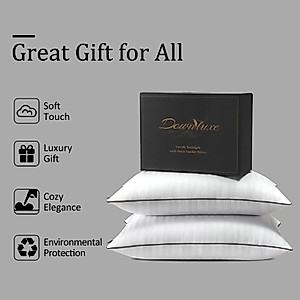 downluxe Goose Down Pillows - Hotel Collection Feather Pillows for Back, Stomach or Side Sleepers, Down Pillows King Size Set of 2 (20"x36")