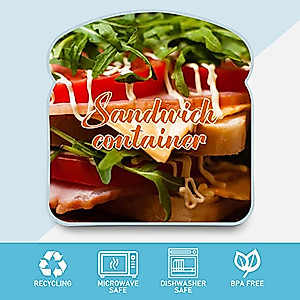 Meanplan 4 Pcs Sandwich Containers Sandwich Box Food Storage Toast Shape Holder Plastic Bread Sandwich Keeper Prep Microwave Dishwasher Safe, 14 oz(Bright Color)