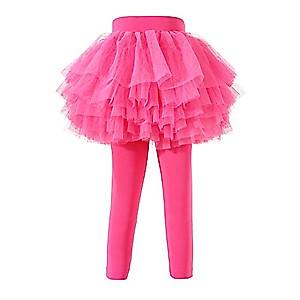 Baby Toddler Girls' Tutu Leggings Tulle Ruffle Skirted Pants 2-6T Rose Red