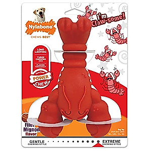 Nylabone Power Chew Lobster Dog Chew Toy, Cute Dog Toys for Aggressive Chewers, Filet Mignon Flavor, X-Large/Souper (1 Count)